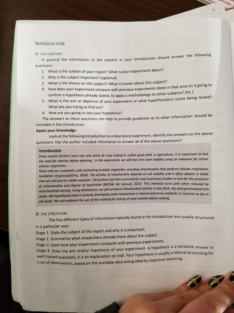 Solved INTRODUCTION A: THE CONTENT In general the | Chegg.com