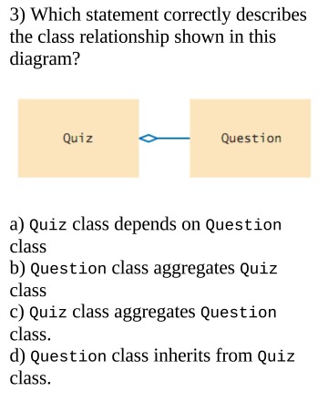 Solved 3) Which statement correctly describes the class | Chegg.com