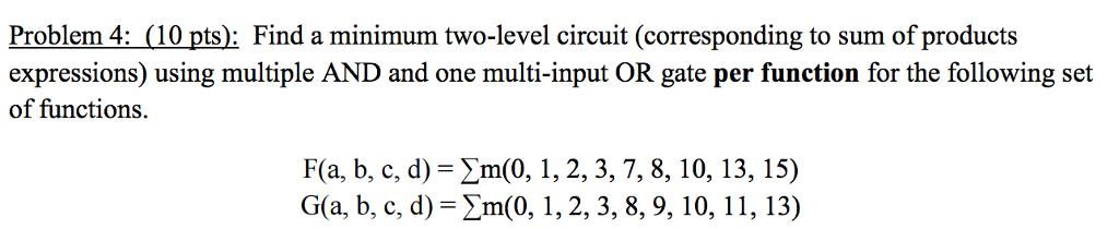 Solved Problem 4 10 Pts Find A Minimum Two Level Circuit