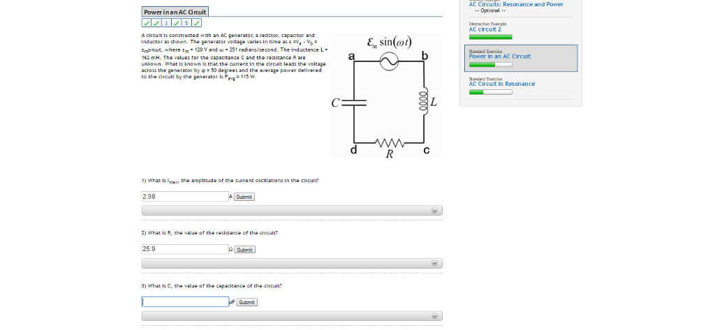 Solved nan AC Circuit AC set capacitor and inductor as | Chegg.com