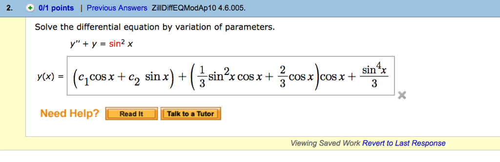 Solved Solve the differential equation by variation of | Chegg.com