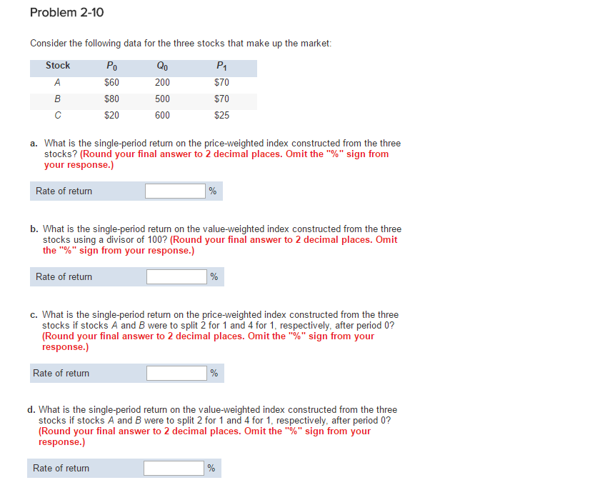 Solved Consider the following data for the three stocks that | Chegg.com