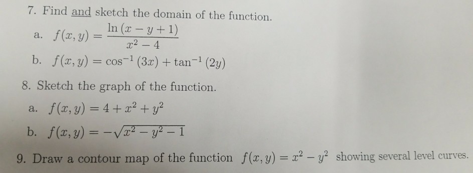 Solved 7. Find and sketch the domain of the function. in c | Chegg.com