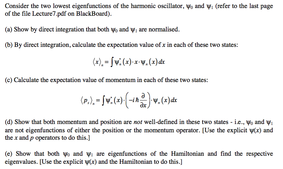 Solved Consider the two lowest eigenfunctions of the | Chegg.com