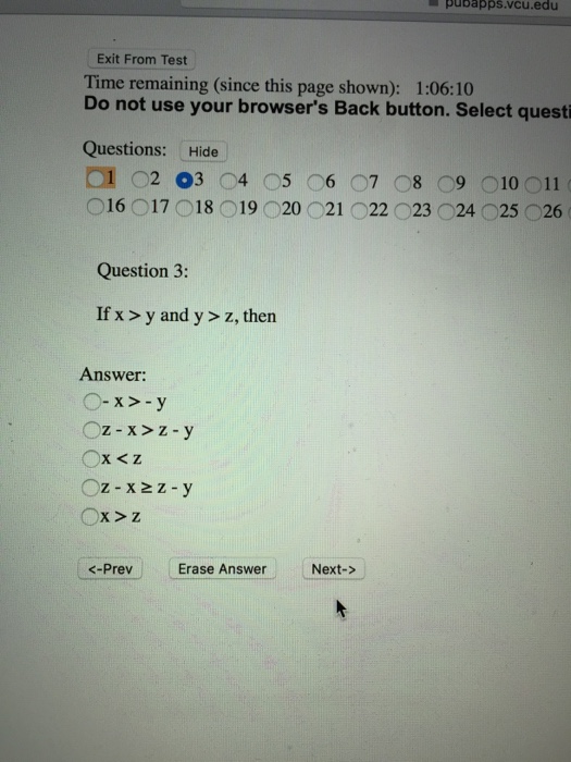 Solved If x > y and y > z, then Answer: -x > -y z - x > z | Chegg.com