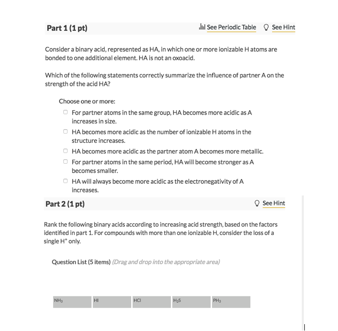 Solved Part 1 (1 pt) dd See Periodic Table See Hint Consider | Chegg.com