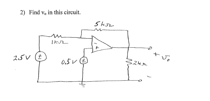 Solved 2) Find vo in this circuit. 2.5V | Chegg.com