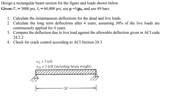 Solved Design a rectangular beam section for the figure and | Chegg.com