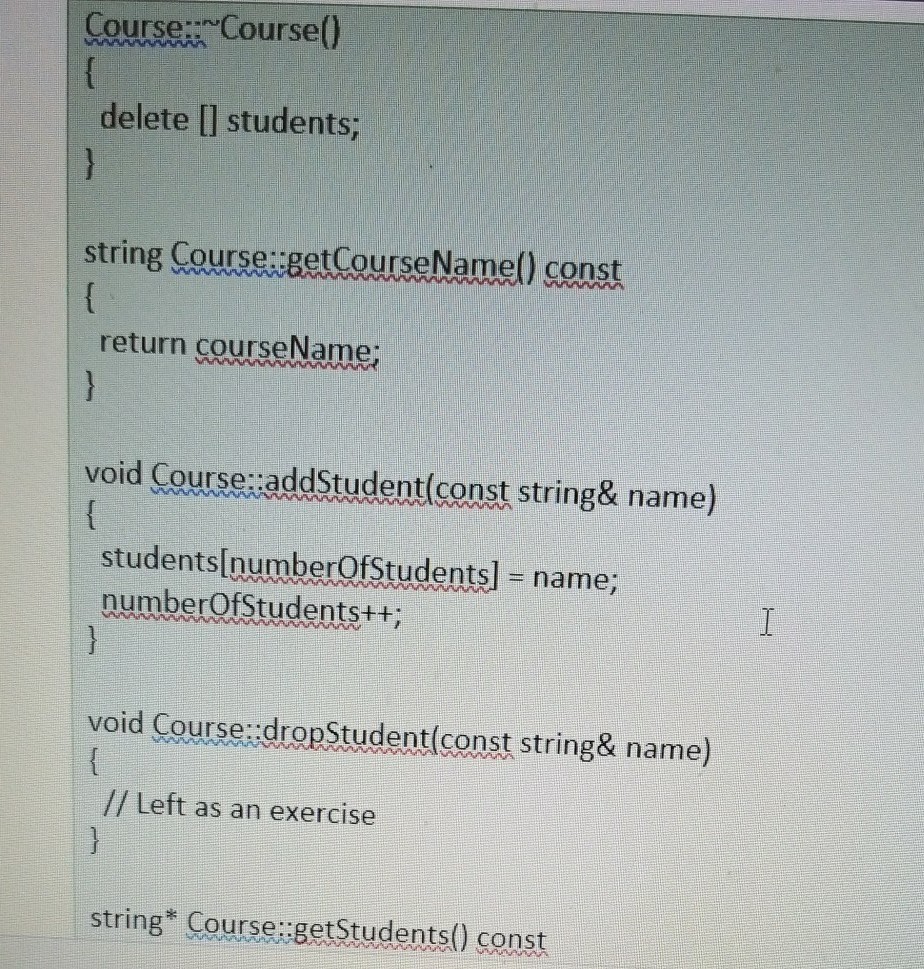 Solved Consider the class Course given in the appendix (last | Chegg.com