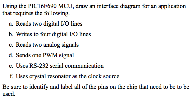 Solved Using the PIC16F690 MCU, draw an interface diagram | Chegg.com