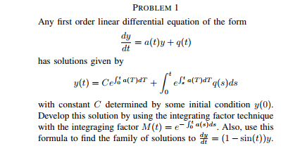 Solved Any first order linear differential equation of the | Chegg.com