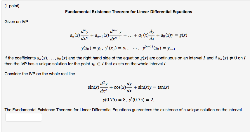 Solved Fundamental Existence Theorem for Linear Differential | Chegg.com