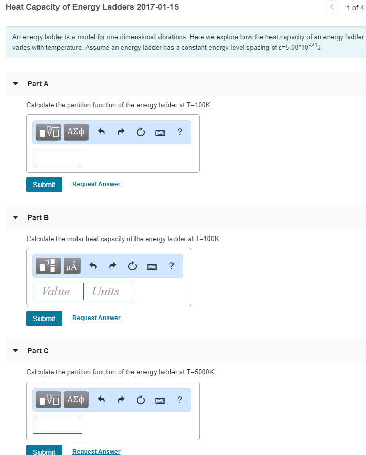 Heat Capacity of Energy Ladders 2017-01-15 1 of4 An | Chegg.com