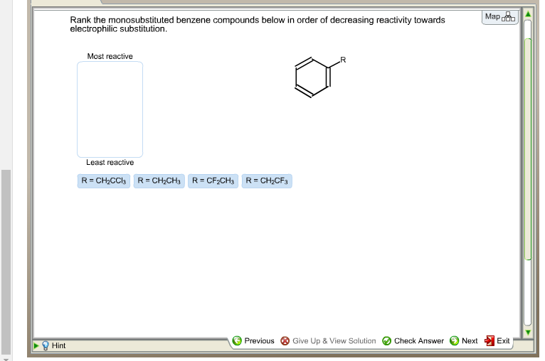 Solved Map Rank the monosubstituted benzene compounds below | Chegg.com