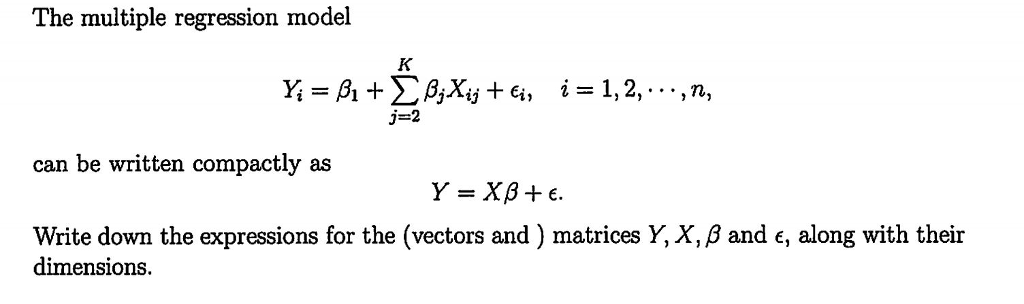 Solved The multiple regression model Y_i = beta_1 + | Chegg.com