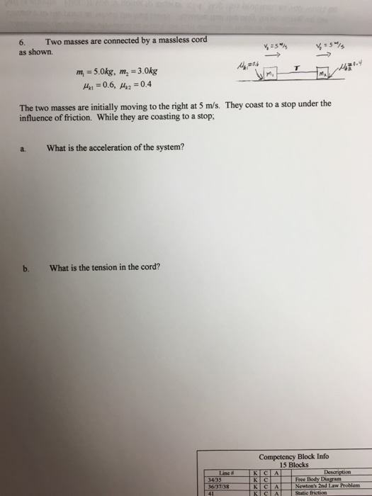 Solved Two Masses Are Connected By A Massless Cord As Shown
