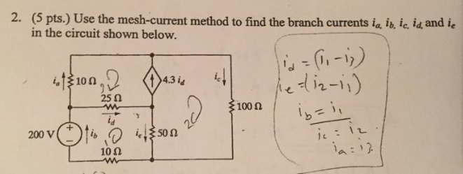 Solved Use the mesh-current method to find the branch | Chegg.com
