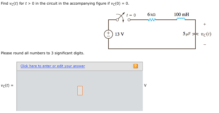 Solved Find vC(t) for t > 0 in the circuit in the | Chegg.com
