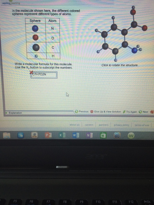 Solved In the molecule shown here, the different colored | Chegg.com