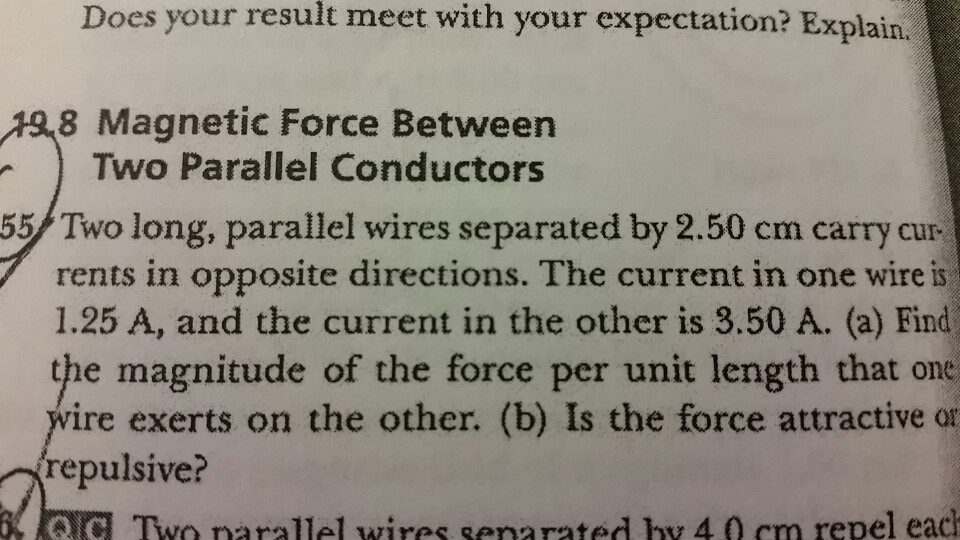 Solved Two long, parallel wires separated by 25O cm carry | Chegg.com