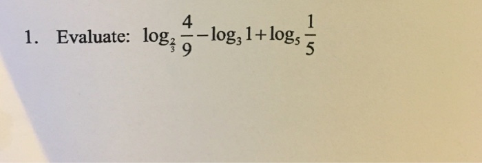 Solved Evaluate: log_2/3 4/9 - log_31 + log_5 1/5 | Chegg.com