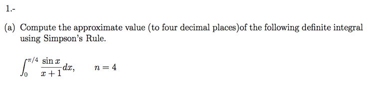 Solved Compute the approximate value (to four decimal | Chegg.com