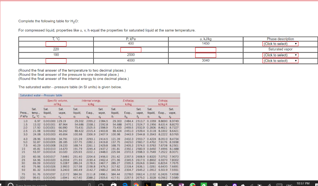 Solved Complete the following table for H_2O: For | Chegg.com