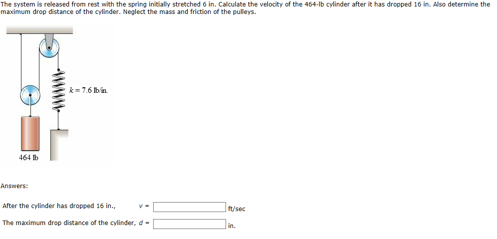Solved The system is released from rest with the spring | Chegg.com