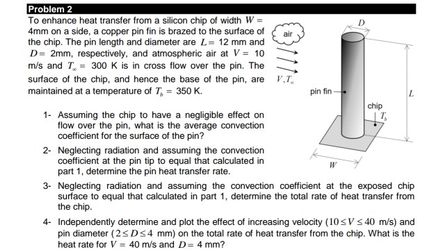 Solved Problem 2 To enhance heat transfer from a silicon | Chegg.com