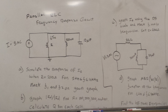 Solved Parallel RLC Frequency Response Circuit Simulate the | Chegg.com