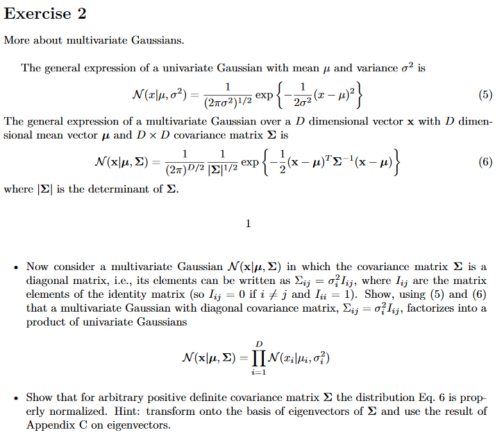 Solved More about multivariate Gaussians. The general | Chegg.com