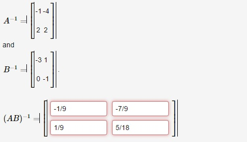 Solved I thought I was solving for the inverse of AB and | Chegg.com