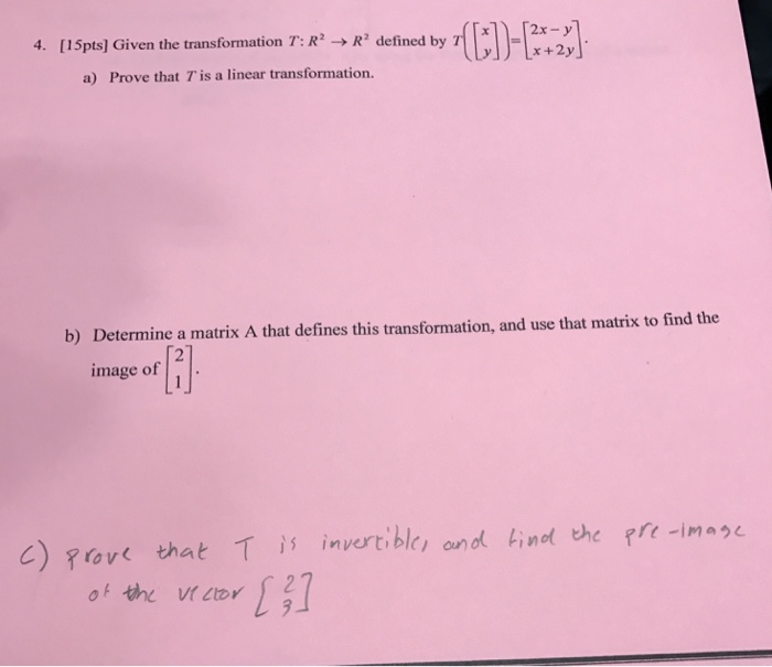 Solved Given the transformation T: R^2 rightarrow R^2 | Chegg.com