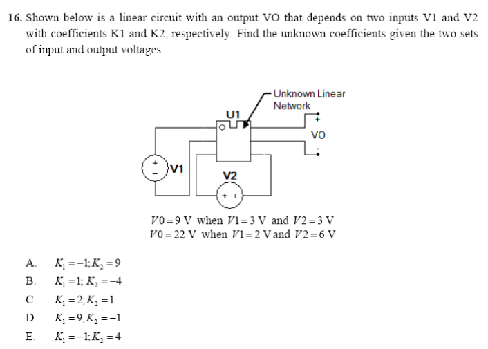 Solved Shown below is a linear circuit with an output VO | Chegg.com
