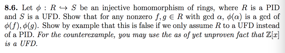 8.6. Let phi : R - > S be an injective homomorphism | Chegg.com