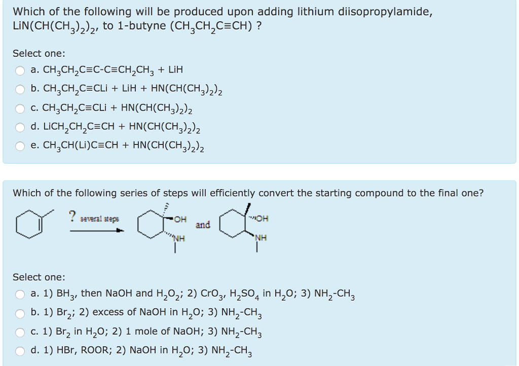 Solved Which of the following will be produced upon adding | Chegg.com