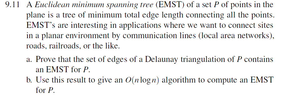 Solved 9 A Euclidean Minimum Spanning Tree Emst Of A Set