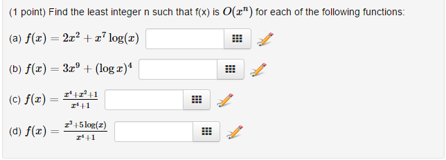 Solved Find the least integer n such that f(x) is O(x^n) for | Chegg.com