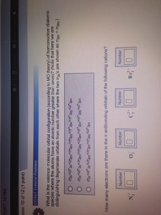 Solved What Is The Valence Molecular Orbital Configuration