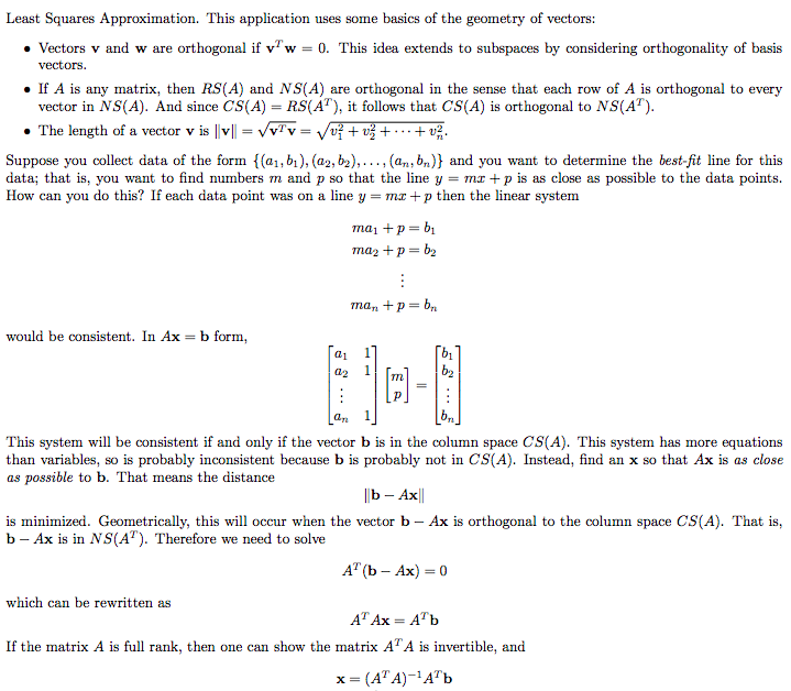 Solved Least Squares Approximation. This application uses | Chegg.com