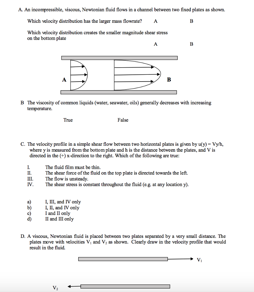 Solved An incompressible, viscous, Newtonian fluid flows in | Chegg.com