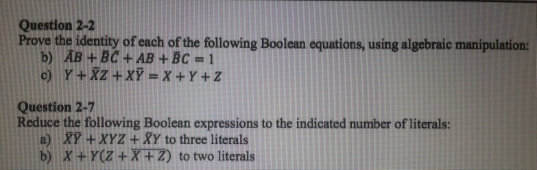 Solved Prove the identity of each of the following Boolean | Chegg.com