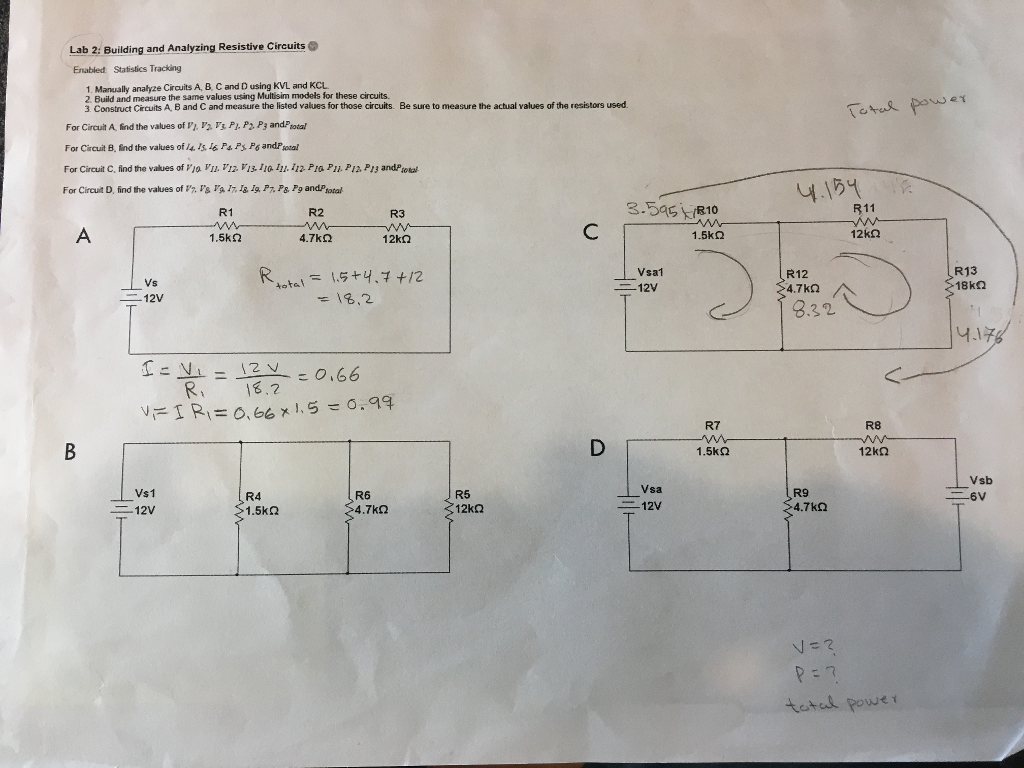 Solved Manually analyze Circuits A, B, C and D using KVL and | Chegg.com