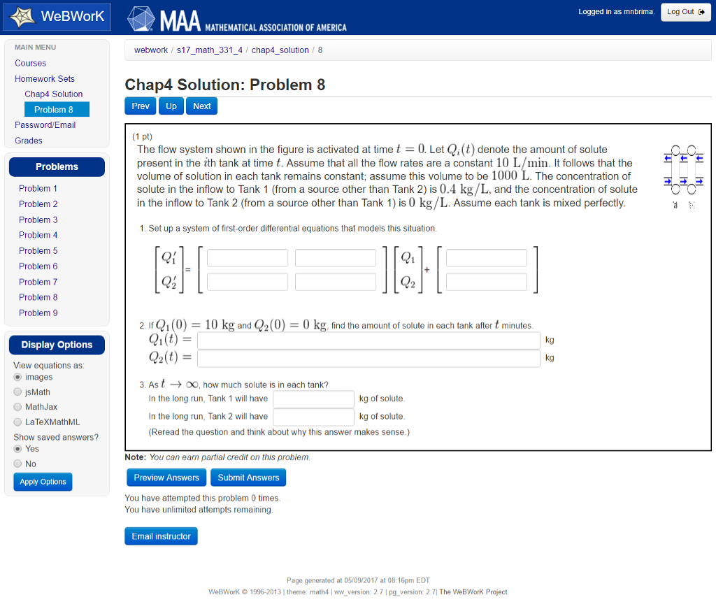 Solved WeBWorK MAIN MENU Courses Homework Sets Chap4 | Chegg.com