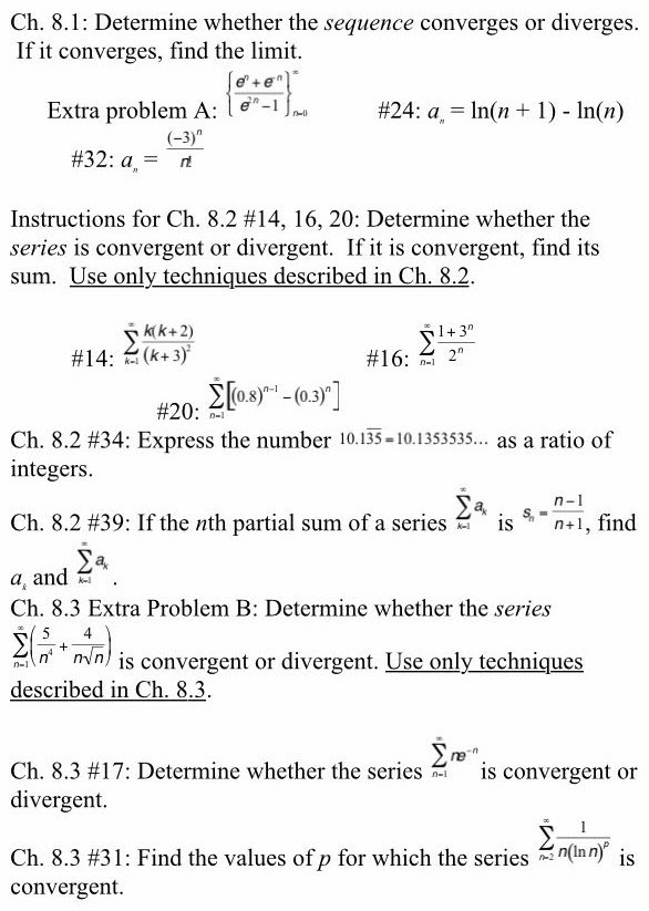 Solved Ch. 8.1: Determine whether the sequence converges or | Chegg.com