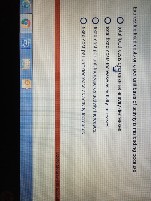 Solved Expressing Fixed Costs On A Per Unit Basis Of Chegg