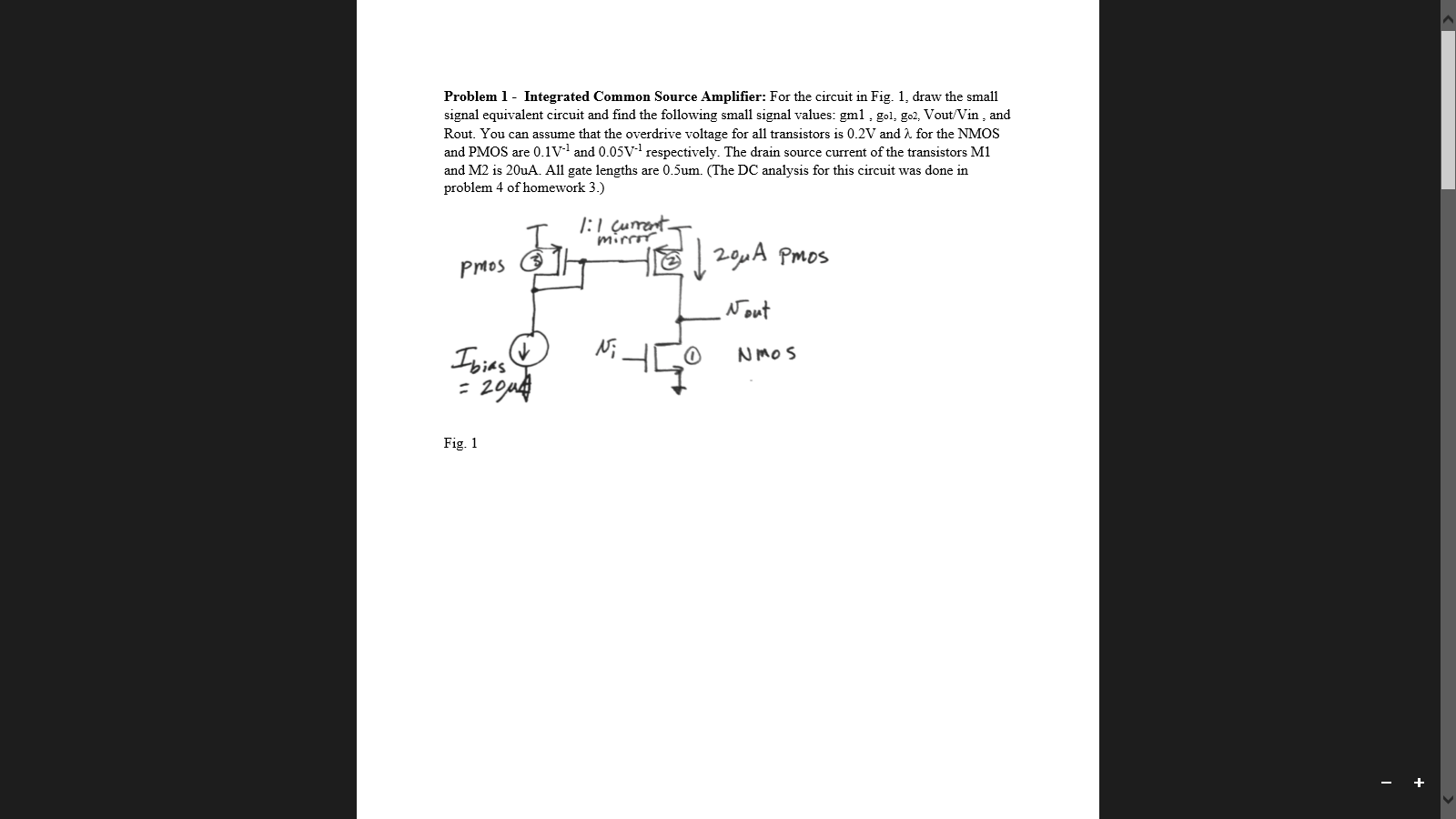 Problem 2 - Integrated Common Source Amplifier: For | Chegg.com
