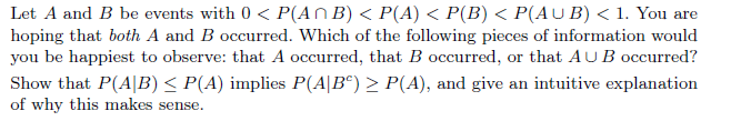 Solved Let A and B be events with 0