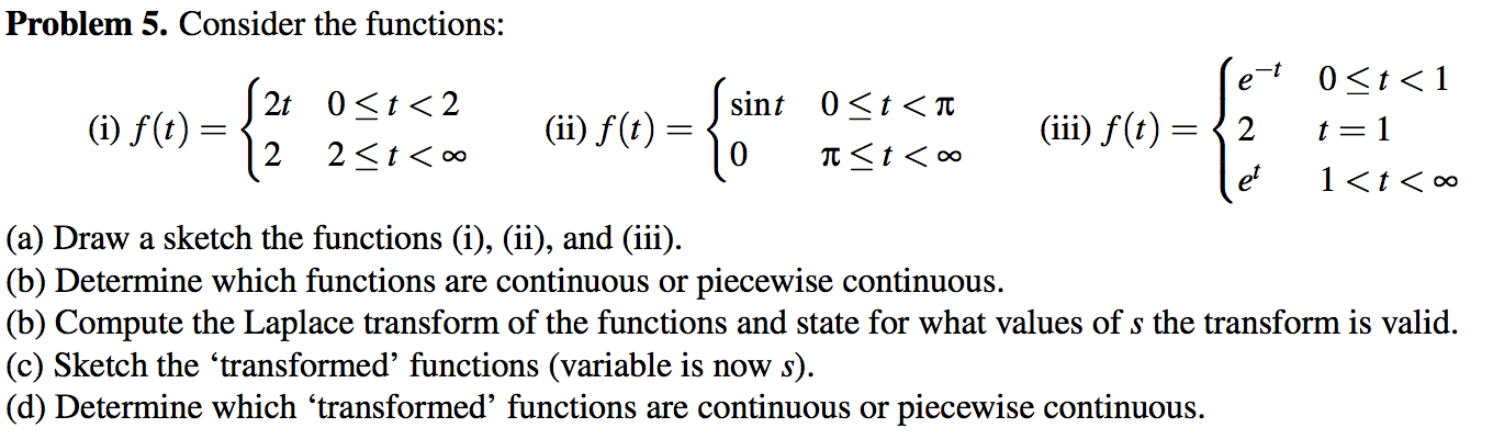 Solved Consider the functions: (i) f(t) = {2t 0 t