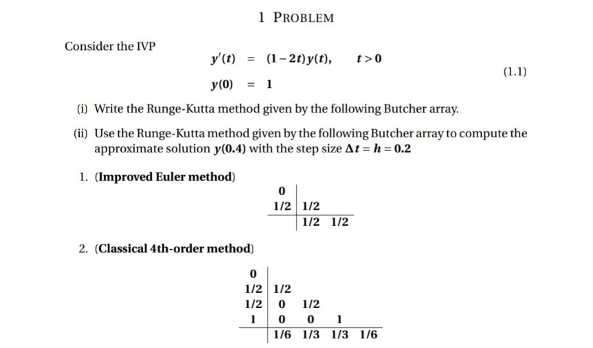 Solved 1 PROBLEM Consider the IVP y'(t)-2)y(t), t>o y(0)1 | Chegg.com